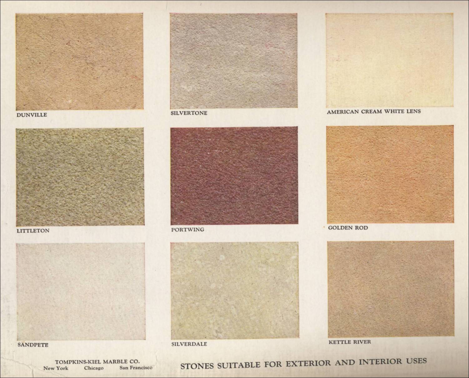 Products of Tompkins-Kiel Marble Company Stone Catalog