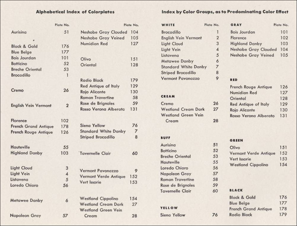 Marble Color Plates: Imported and Domestic Catalog